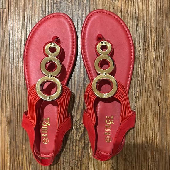 Rouge Helium | Shoes | Nwob Rouge Helium Gold And Red Sandals With ...